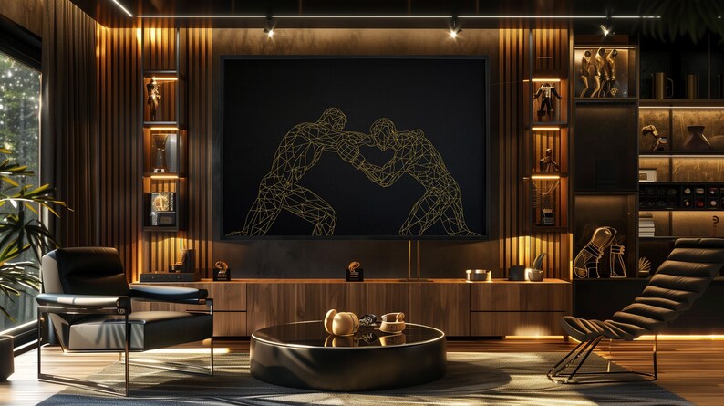 Boxing Inspired Wall Art: Black Leather With Intricate Embroidered ...