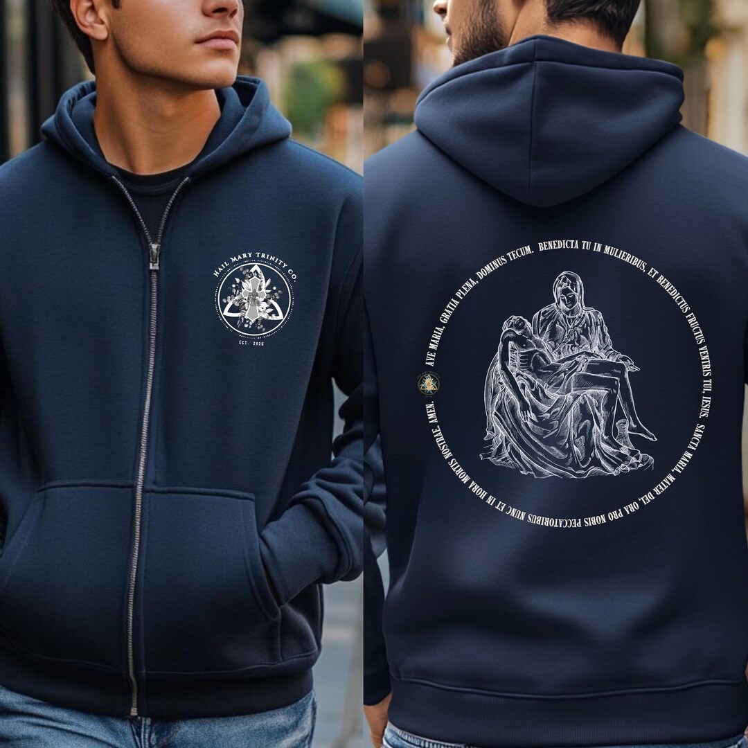 Michelangelo Pieta Ave Maria Hail Mary Unisex Full Zip Hooded ...