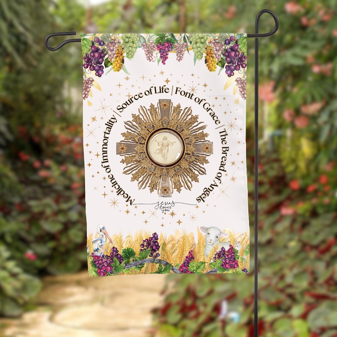 Symbols of Jesus Christ Flag, Catholic Eucharist Symbols Flag ...