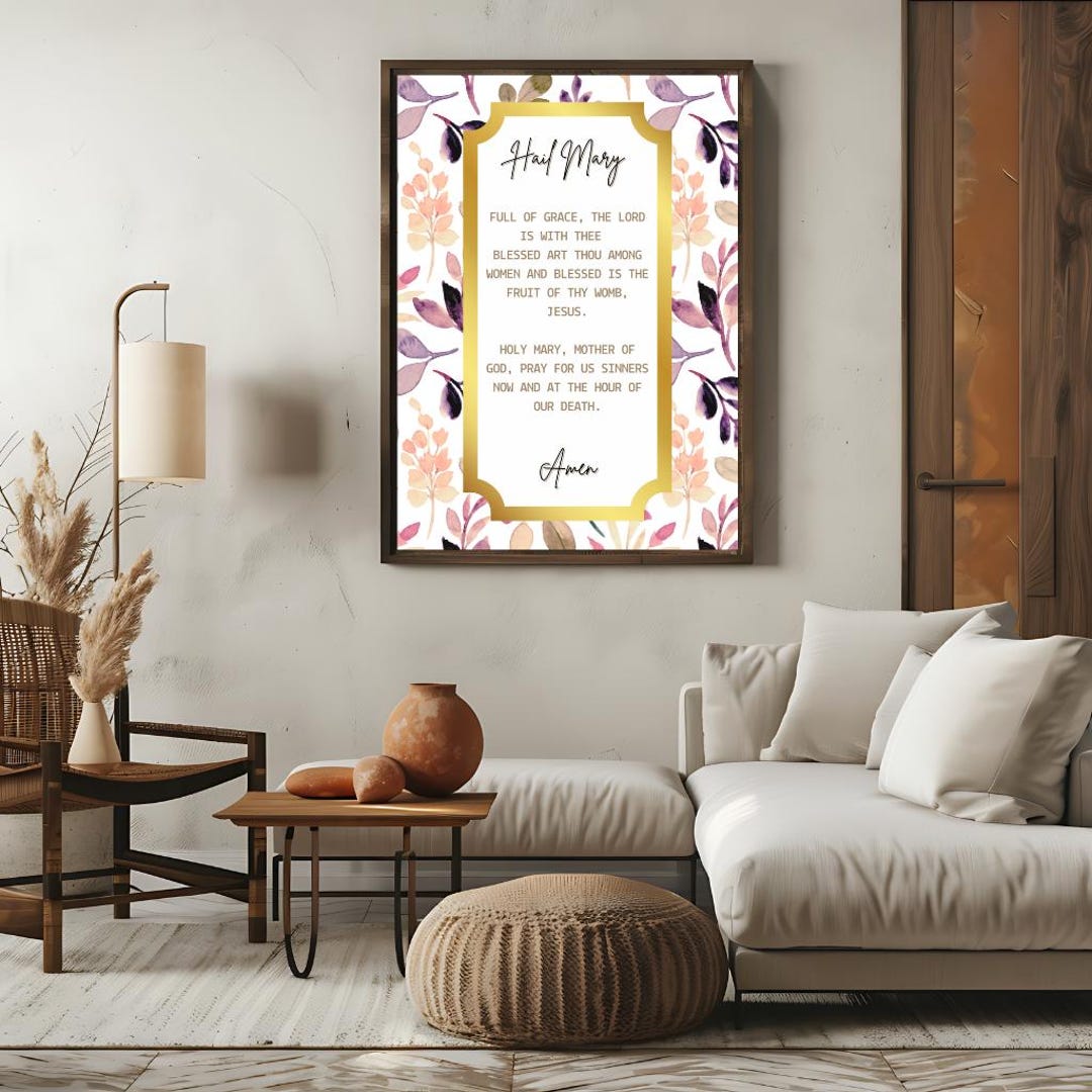 Watercolor Hail Mary Prayer Print, Catholic Prayers Wall Art, Catholic ...