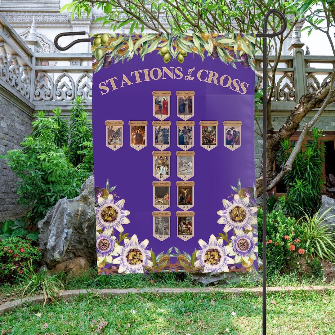 Catholic Stations of the Cross Garden Banner, Lent Garden Flag, Easter ...