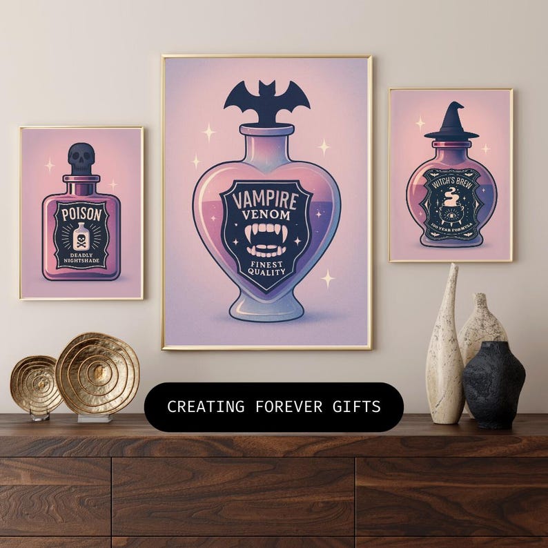 Halloween Potion Bottle Poster Set of 3. Printable Wall Art. Witch’s ...