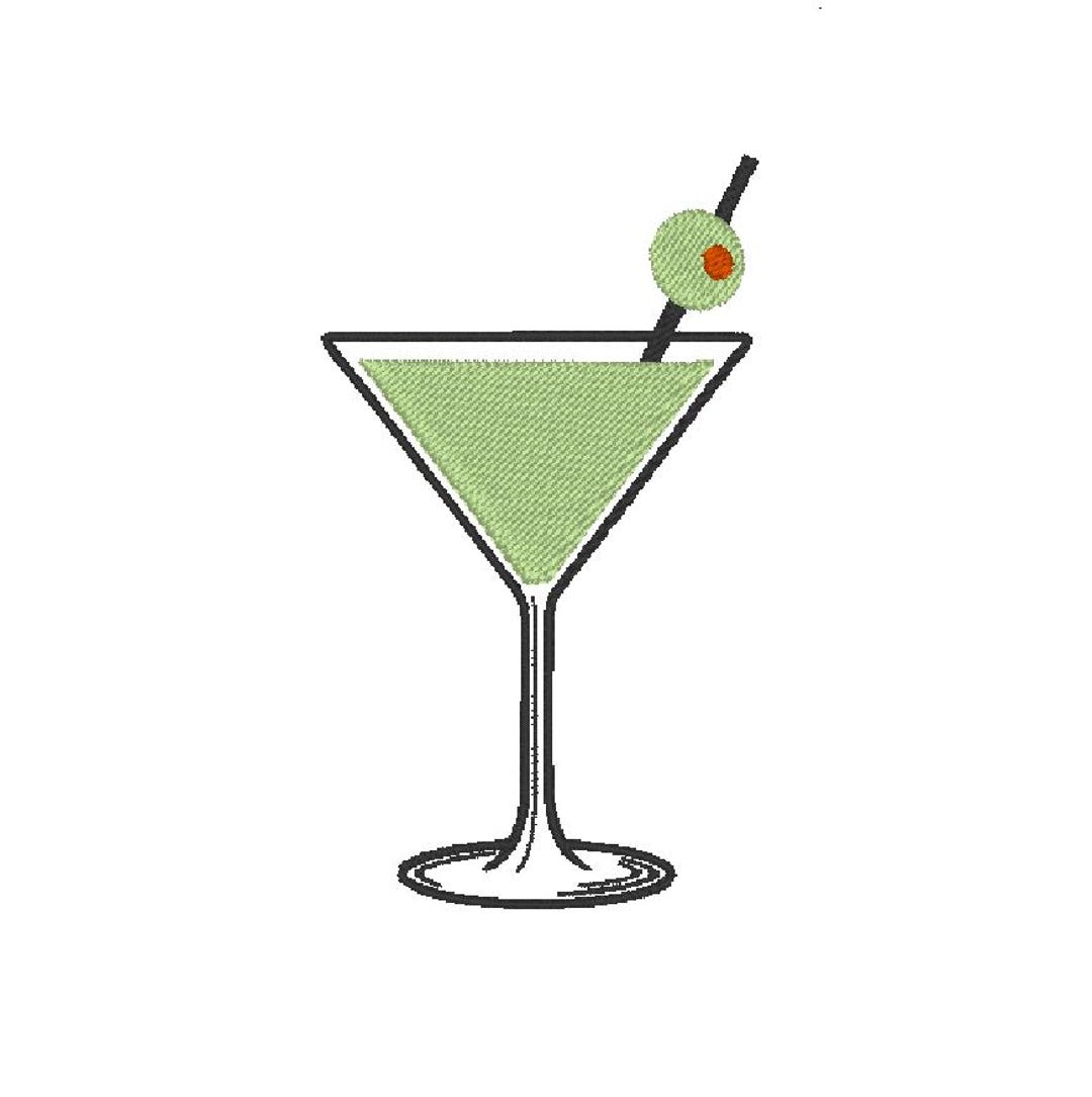 Simple Dirty Martini Glass Trendy Tini Olive Aesthetic Embroidery ...