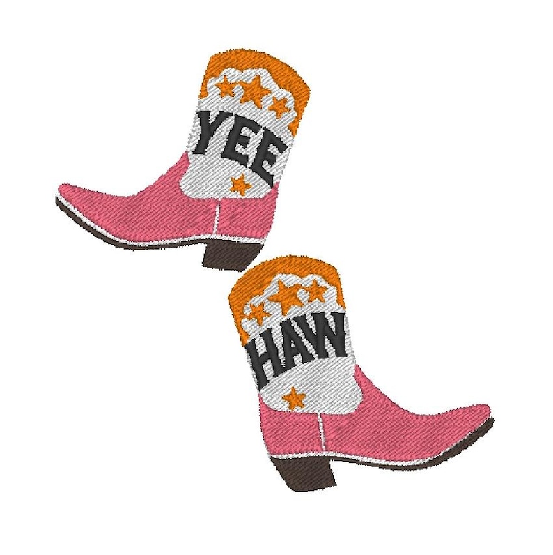 Cowgirl Yee Haw Boots Southern Western Trendy Cowboy Embroidery Design ...