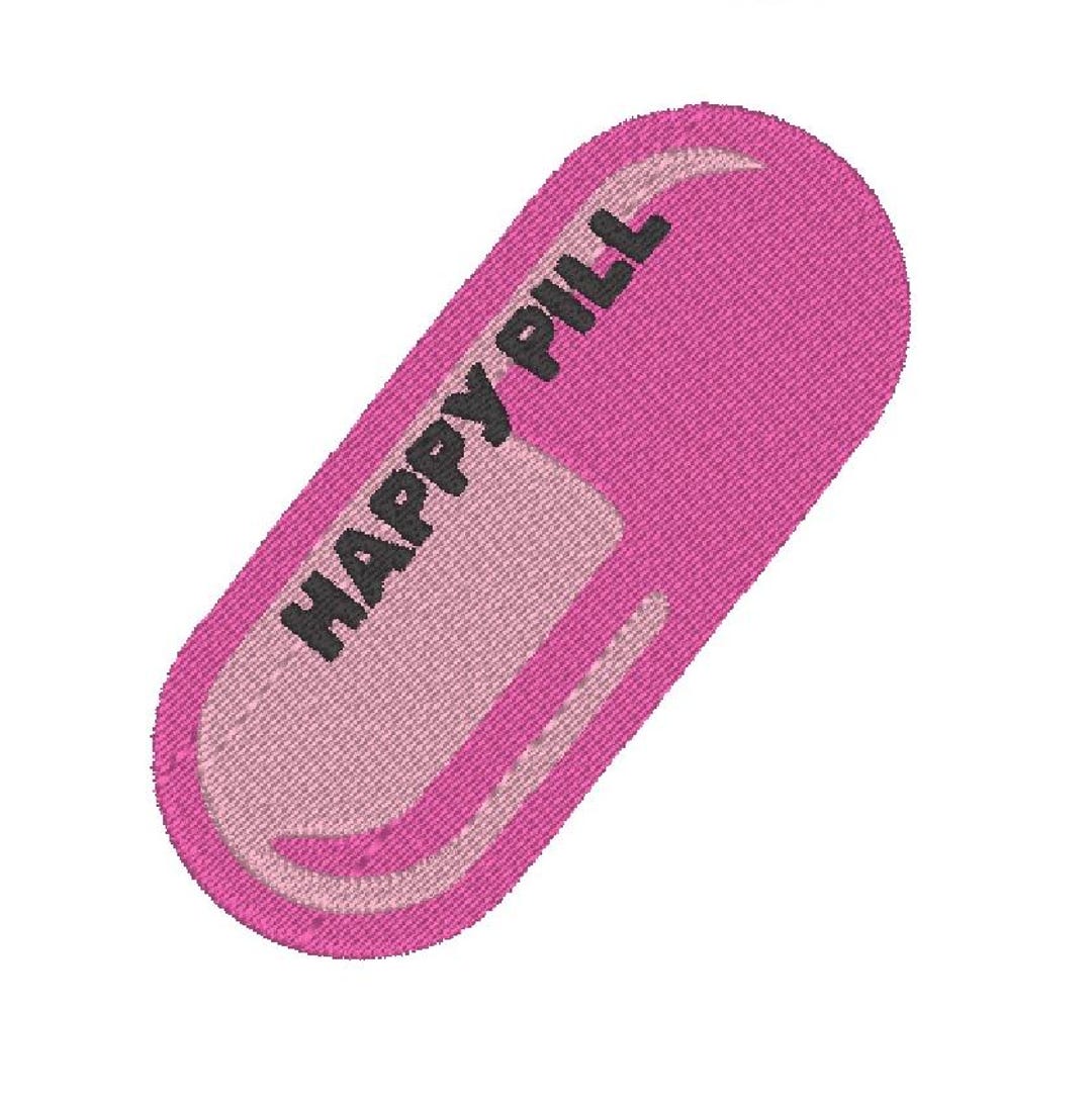 Happy Pill Funny Trendy Aesthetic Embroidery Design File MULTIPLE SIZES ...