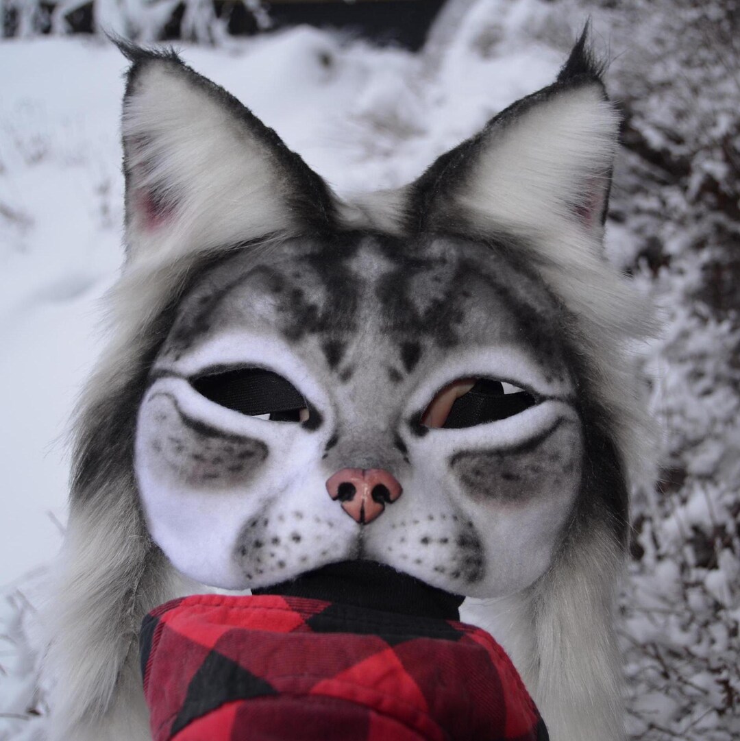 Felted Therian Cat Mask Fluffy Lynx Cosplay - Etsy