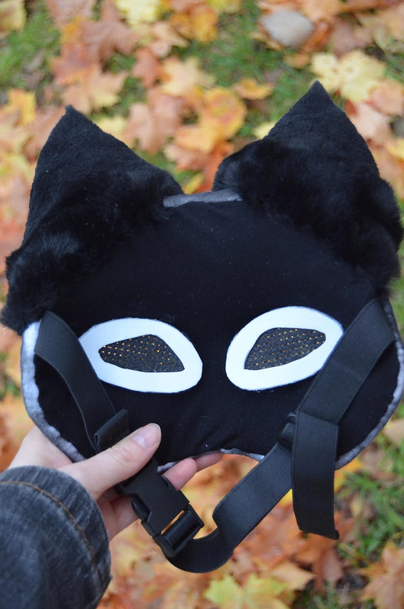 Cat Mask, Black Halloween Themed, for Cosplay, Costumes, Therians ...