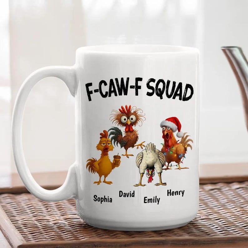 FCAWF Squad - Personalized Custom Coffee Mug, Fcawf Chicken Humor Mug, Funny Rooster Meme Coffee ...