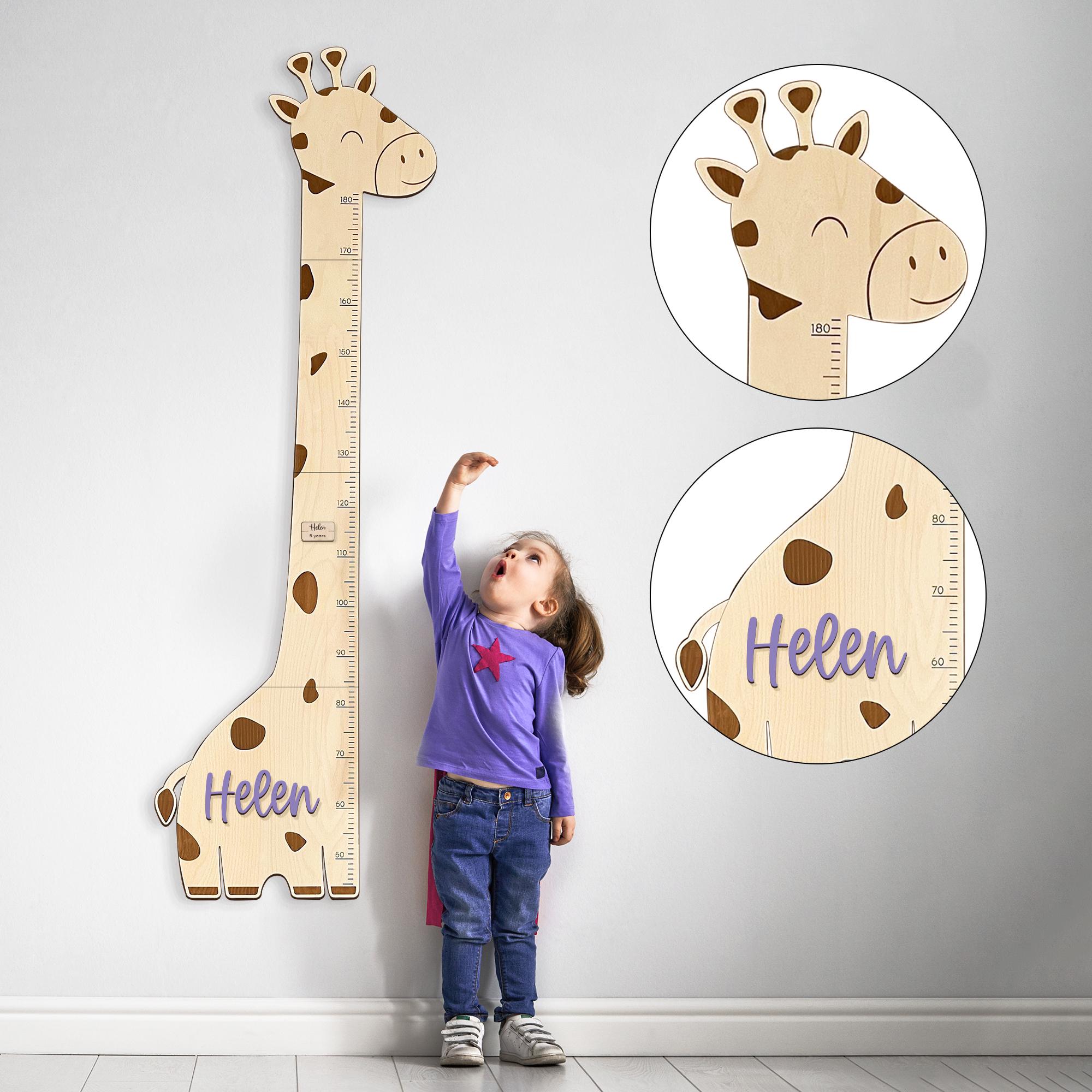 Personalized Giraffe Height Chart for Kids – Wooden Growth Ruler ...
