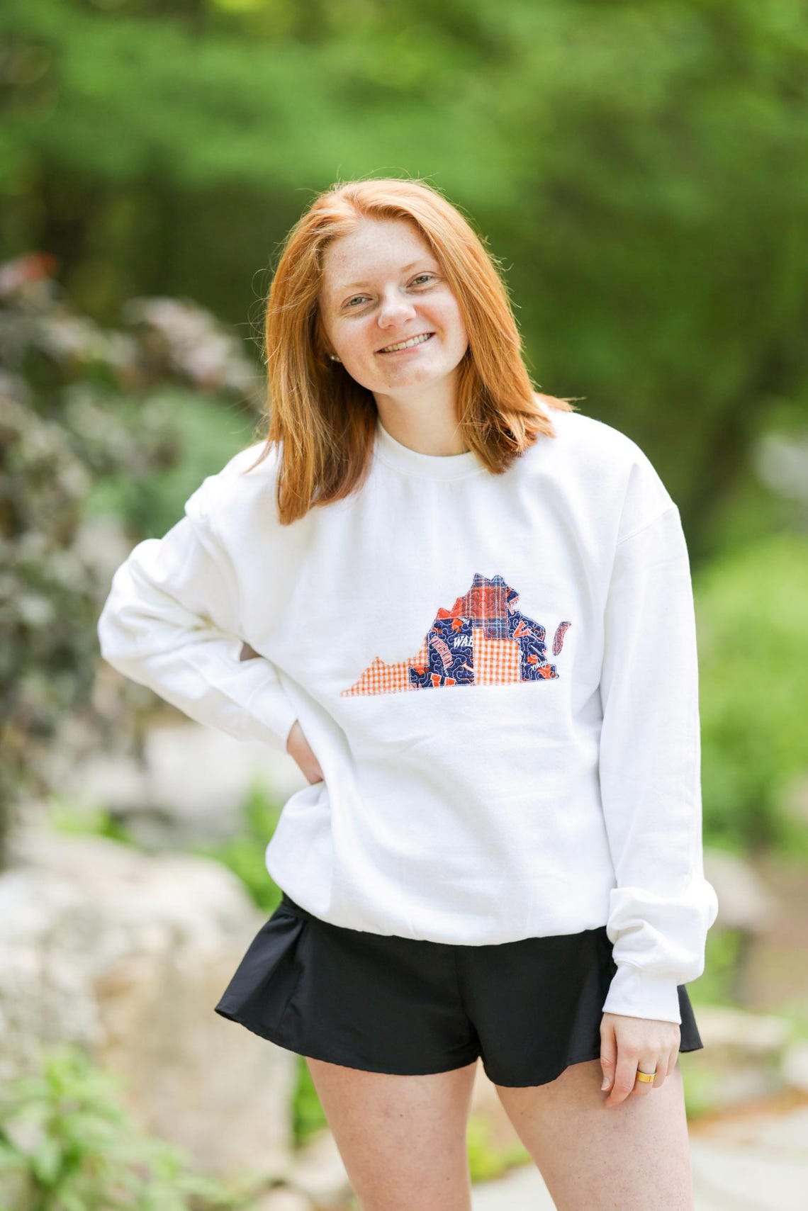 Charlottesville Virginia Patchwork Crewneck | Licensed Fabric | Orange ...