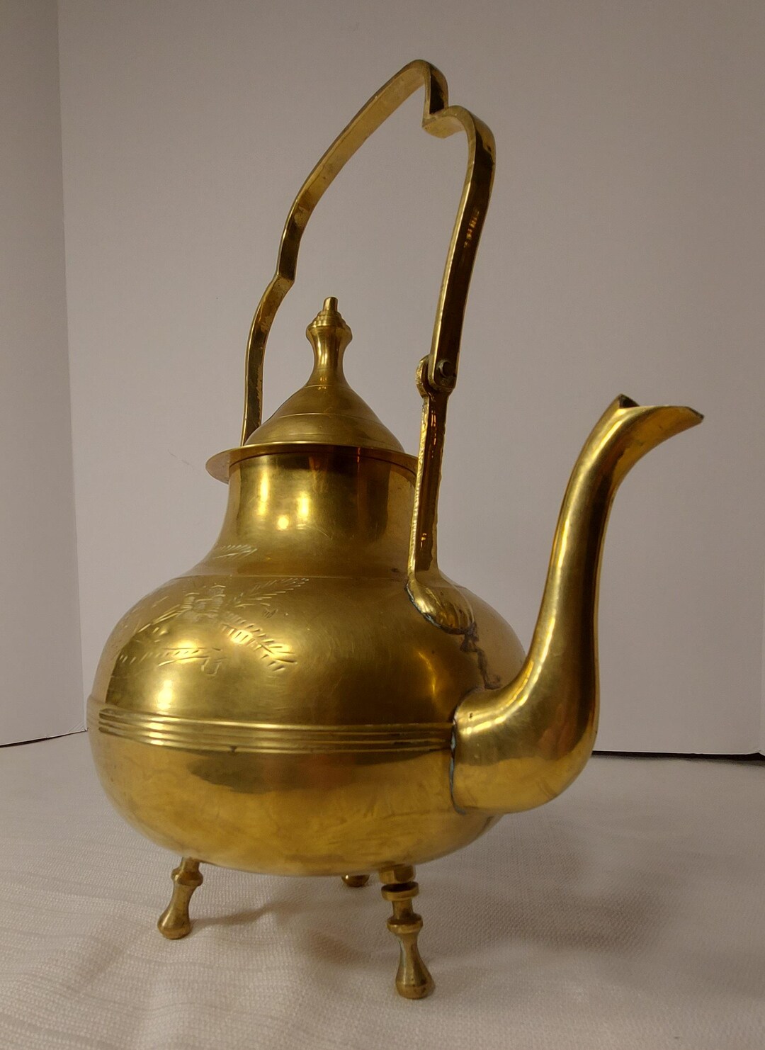 Vintage 1950s Brass Tea Kettle Footed Teapot Home Decor MCM Retro ...