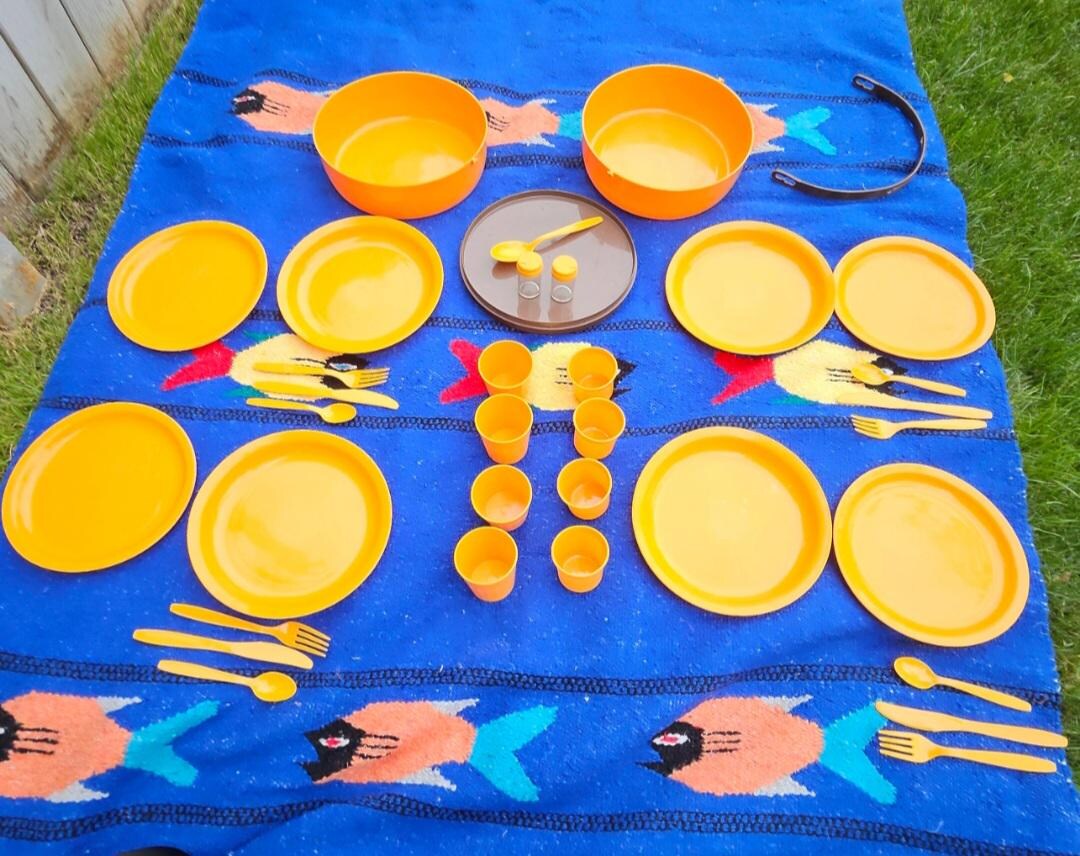 Vintage Orange Plastic Picnic Set, Space Age Camping, Spain - Etsy