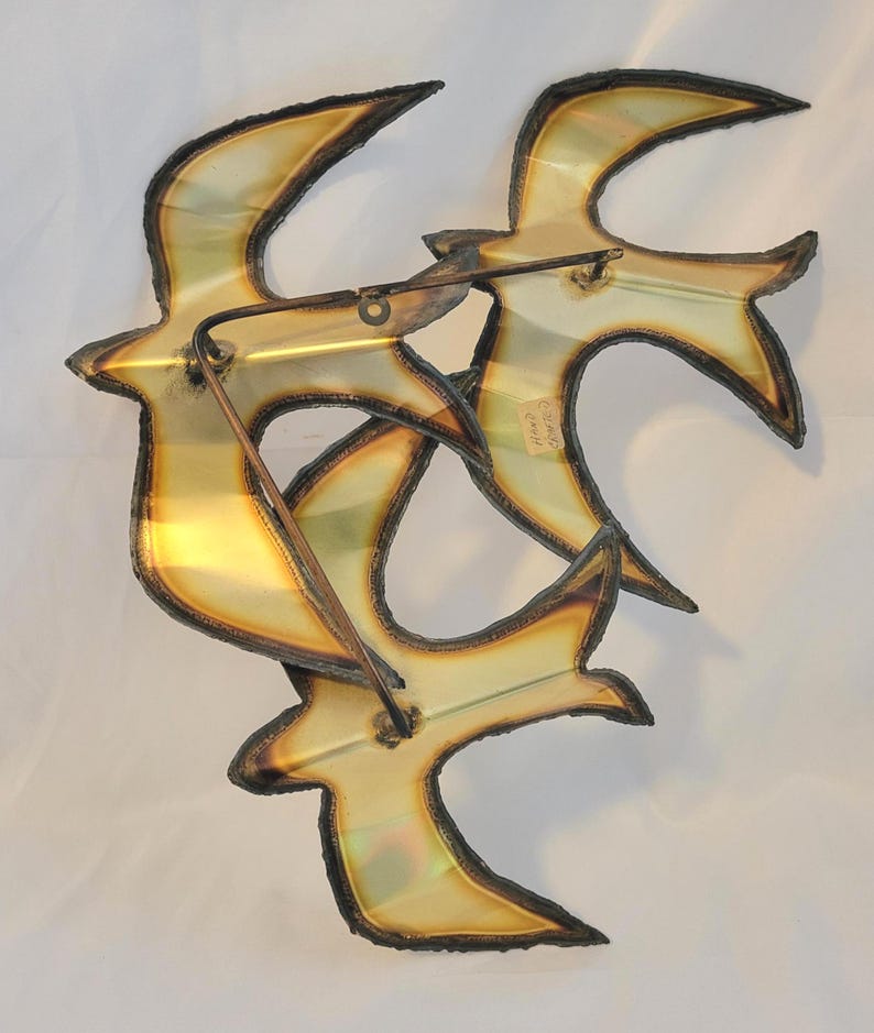 Vintage Brutalist Brass Birds Wall Sculpture, Torch Cut MCM Art, Set of ...