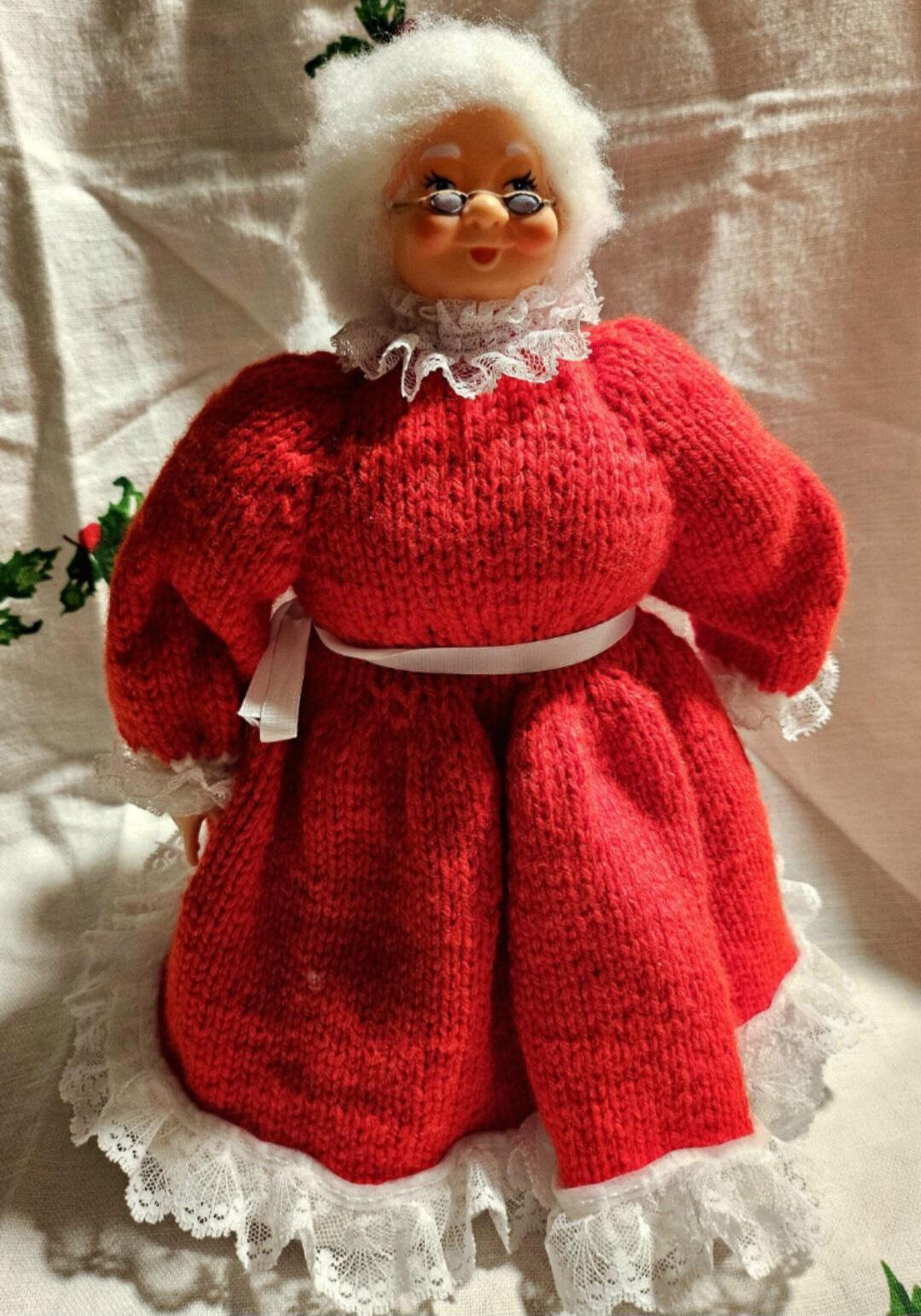 Vintage Mrs. Claus Weighted Door Stop, Red Knitted Dress Decor - Etsy