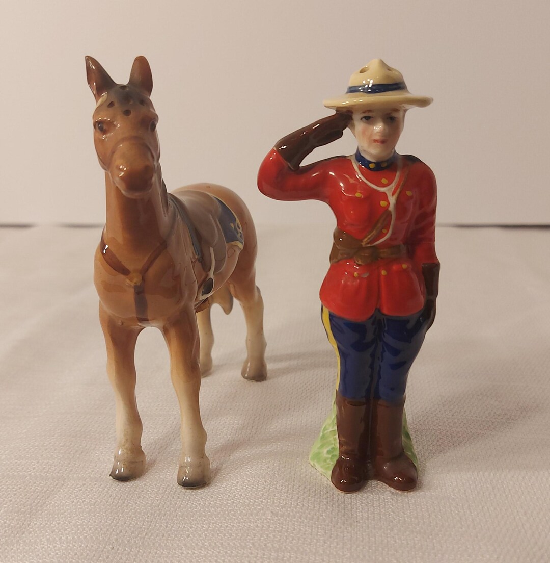 Vintage RCMP Canadian Mountie and Horse Salt and Pepper Shakers Set ...