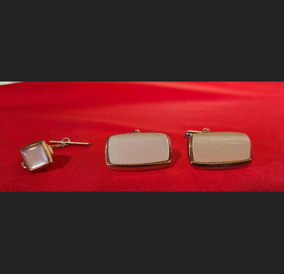 Vintage Ivory Lucite Gold Tone Cufflinks With Tie Tack Pin, Germany - Etsy