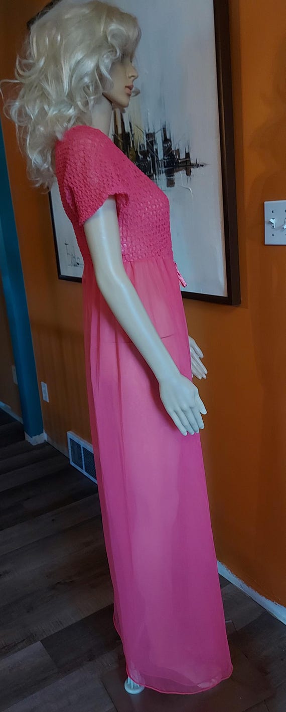1960s Hot Pink Sheer Robe: Andrea by Claire Haddad, S… - Gem