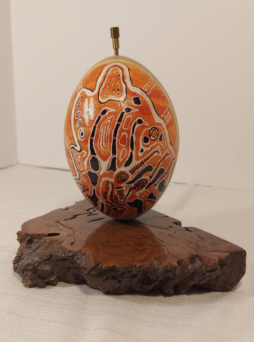 Hand Painted Aboriginal Emu Egg Art on Jarrah Wood Stand - Etsy