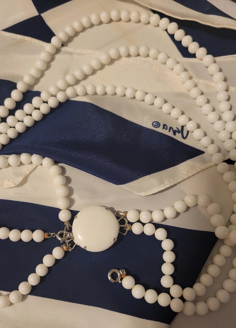 1960s Vintage Accessory Bundle: Glass Beaded Necklace, Vera Scarf ...