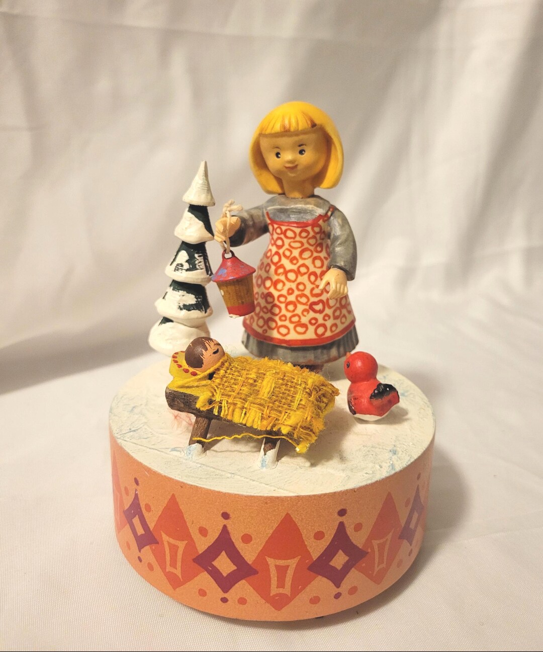 Vintage 1976 Anri Hand-carved Wood Music Box | Hand-painted Italian ...