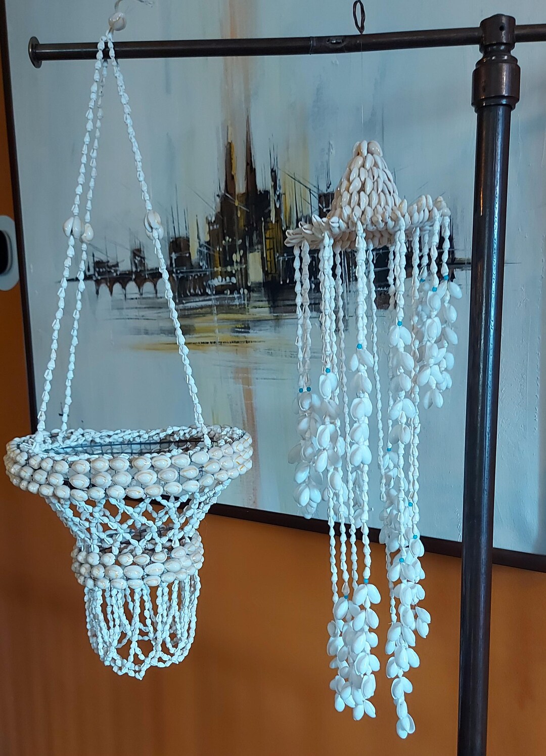 Vintage 70s Cowrie Shell Plant Hanger & Wind Chime, Boho Beach Decor - Etsy