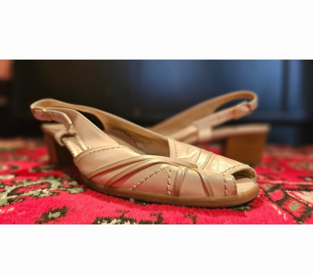 Vintage Jenny by Ara Leather Heels, Ivory Peep Toe Slingbacks - Etsy