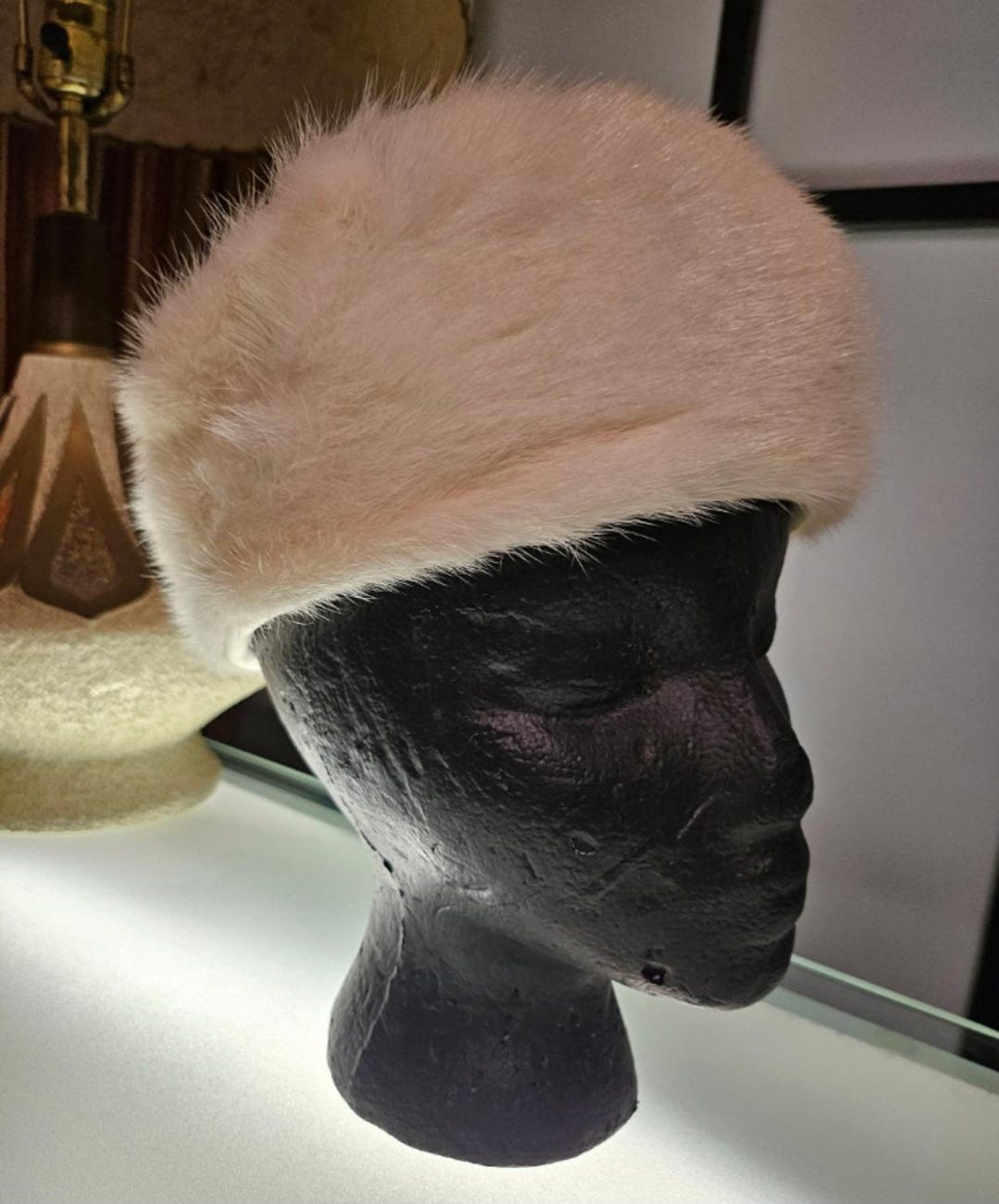 1960's Vintage Milliner Molly Entwistle White Fur Pill Box Hat Woman's ...