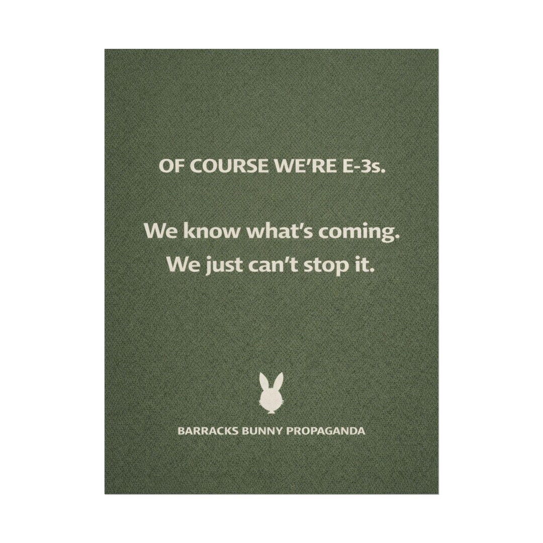 Of Course We're E-3s Poster | Rolled Poster, Barracks Bunny Propaganda ...