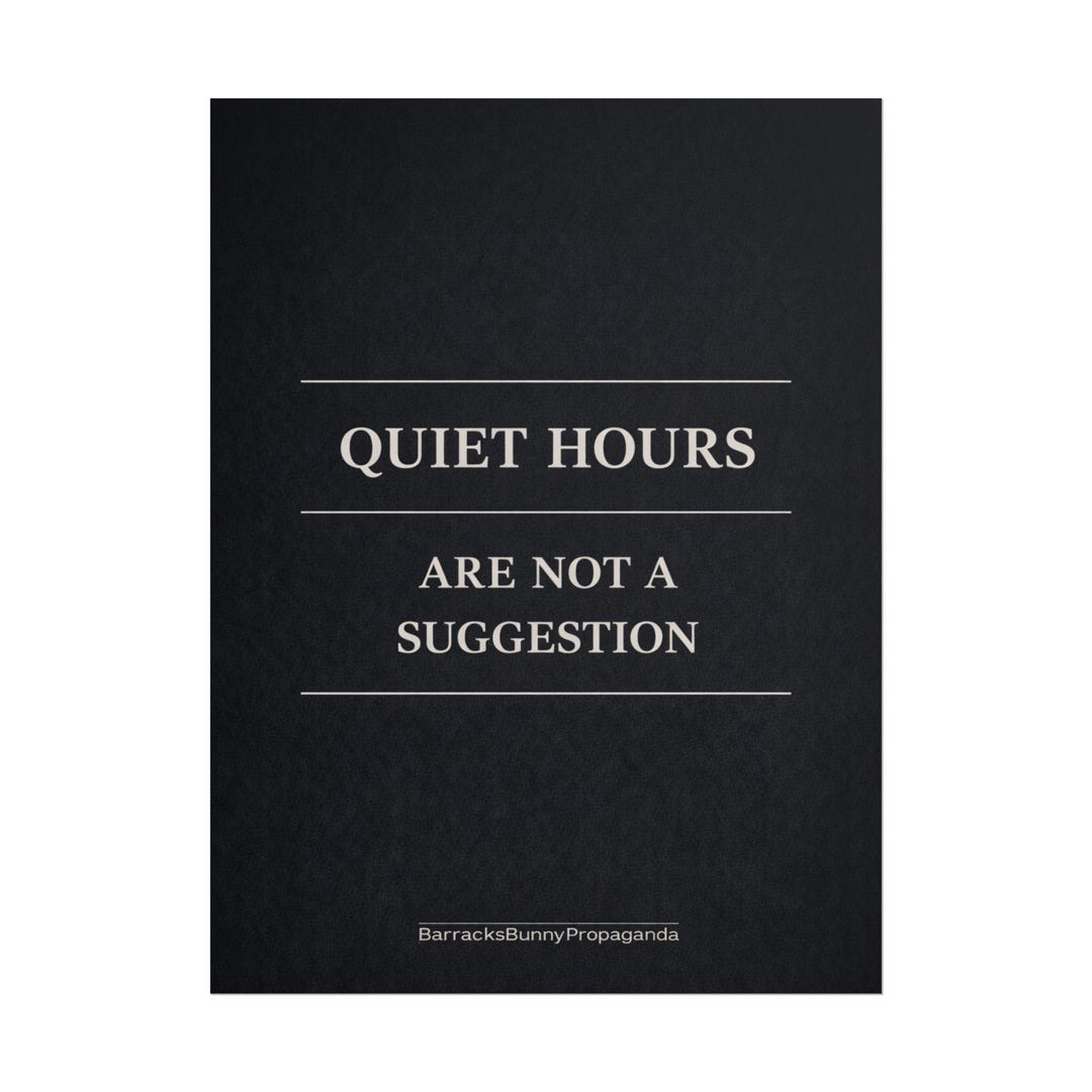 Quiet Hours Are Not a Suggestion Rolled Poster | Minimal Typography ...