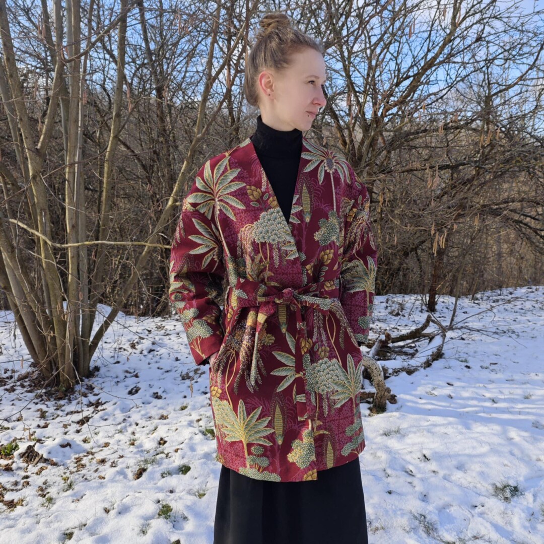 Handmade Jacquard Kimono Coat – Snake Year Tropical Jungle Pattern ...