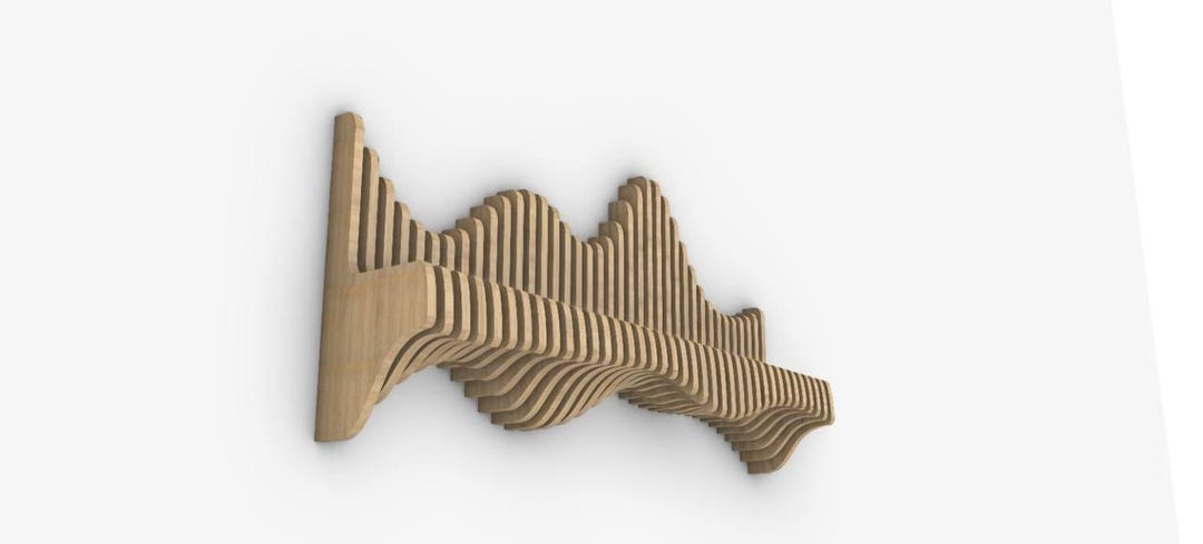 Parametric Wave Shelf - Floating and Book Wall Shelf - 3D Wooden Wall ...