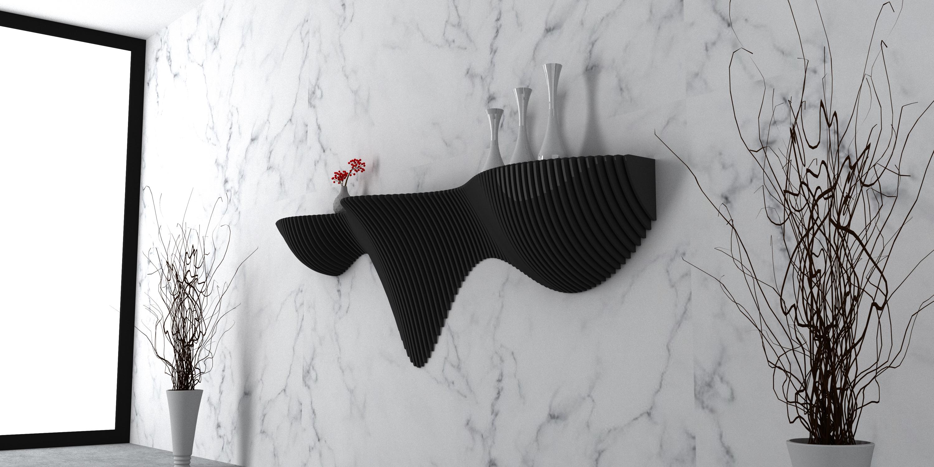 Parametric Wave Wall Floating Shelf - 3D Handcrafted Shelving ...