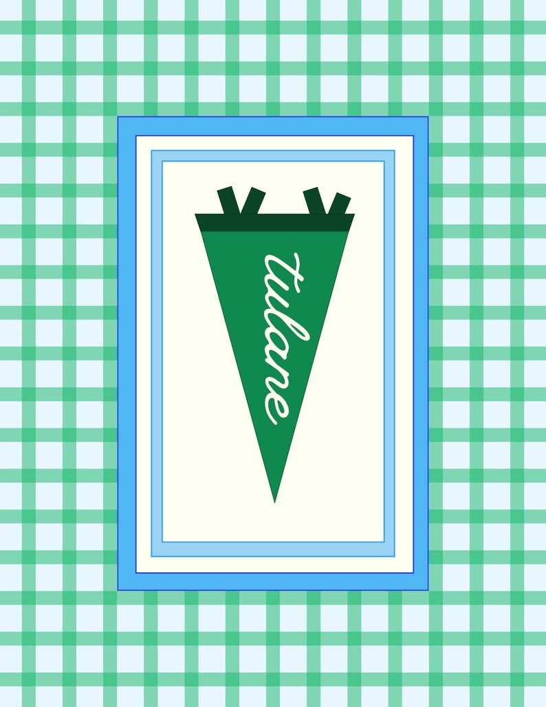 Tulane Digital Art Print | Retro Pennant Poster | University Spirit ...