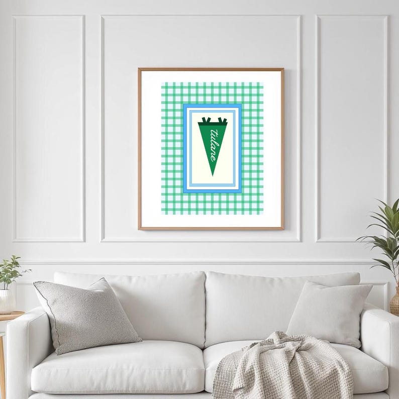 Tulane Digital Art Print | Retro Pennant Poster | University Spirit ...