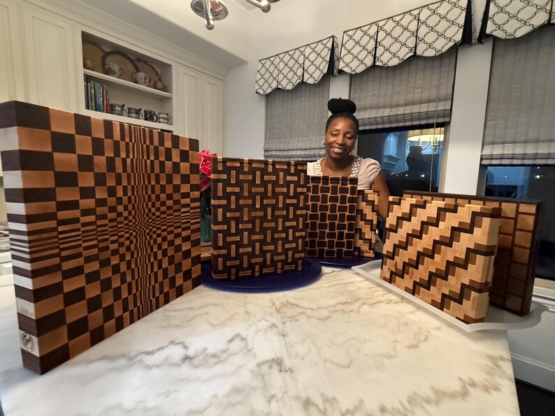 Rare 3D Optical Illusion Walnut and Maple End Grain Cutting Board - Etsy