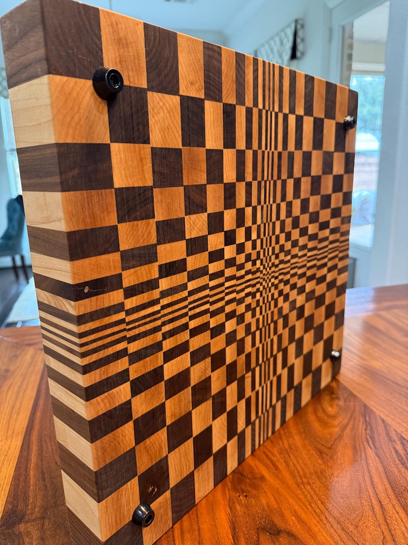 Rare 3D Optical Illusion Walnut and Maple End Grain Cutting Board - Etsy