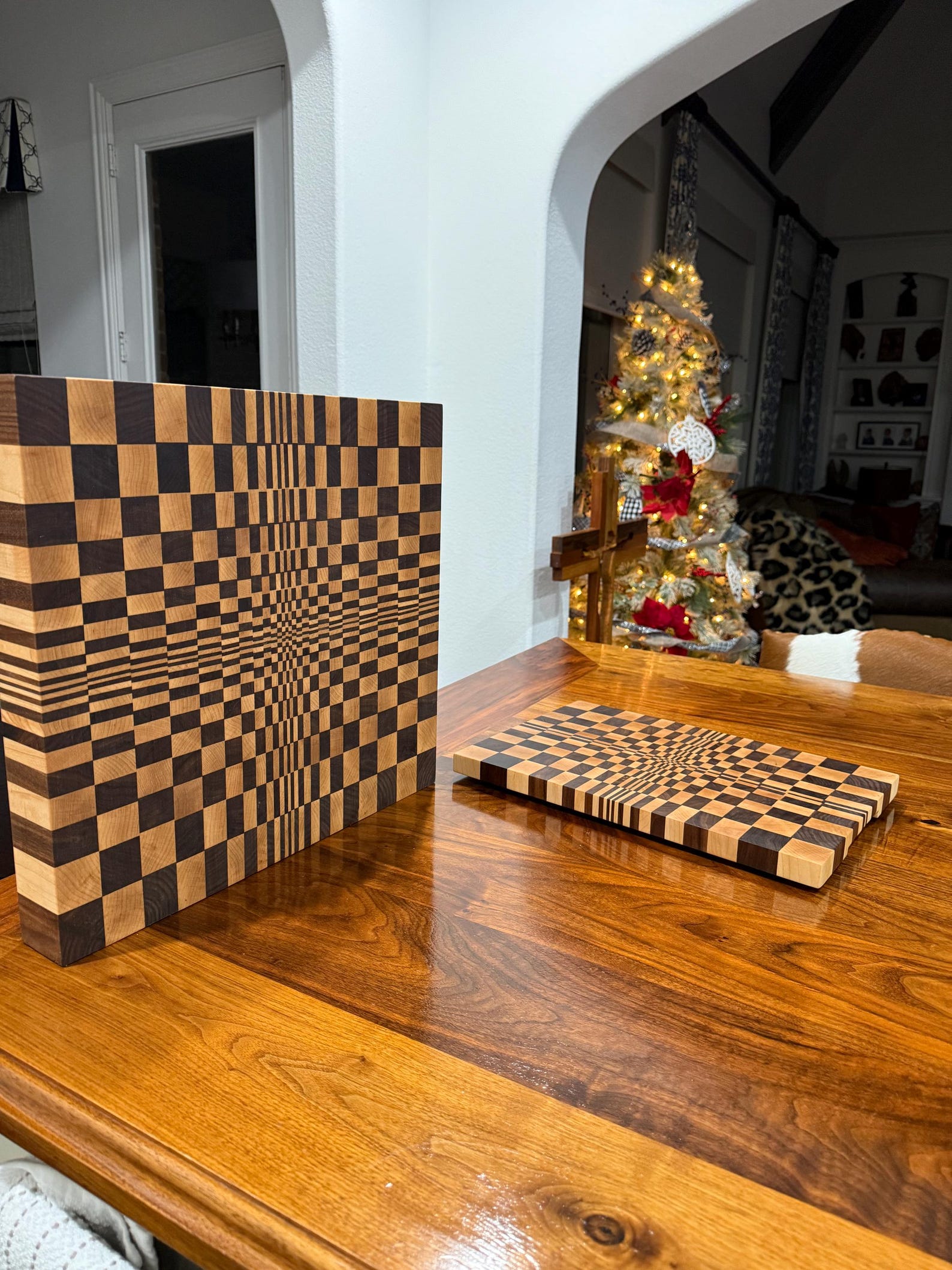 Rare 3D Optical Illusion Walnut and Maple End Grain Cutting Board - Etsy