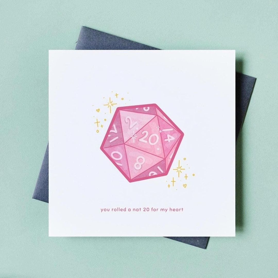 Dnd Love Card | D20 Dungeons and Dragons Nat 20 | Anniversary Birthday ...