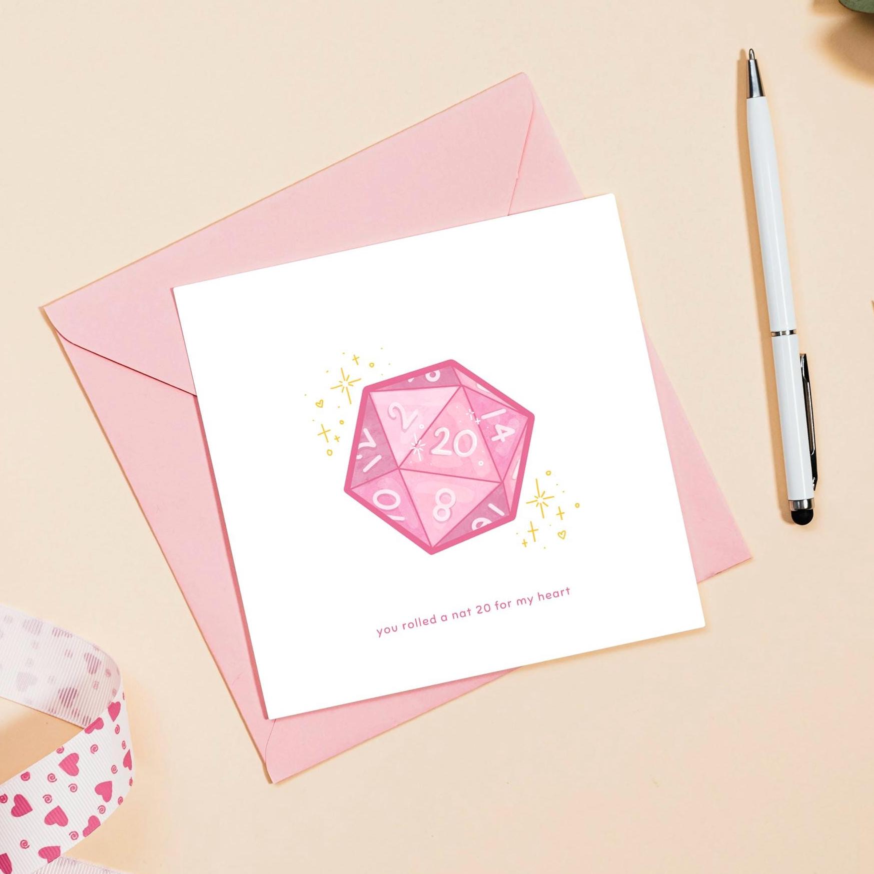 Dnd Love Card | D20 Dungeons and Dragons Nat 20 | Anniversary Birthday ...
