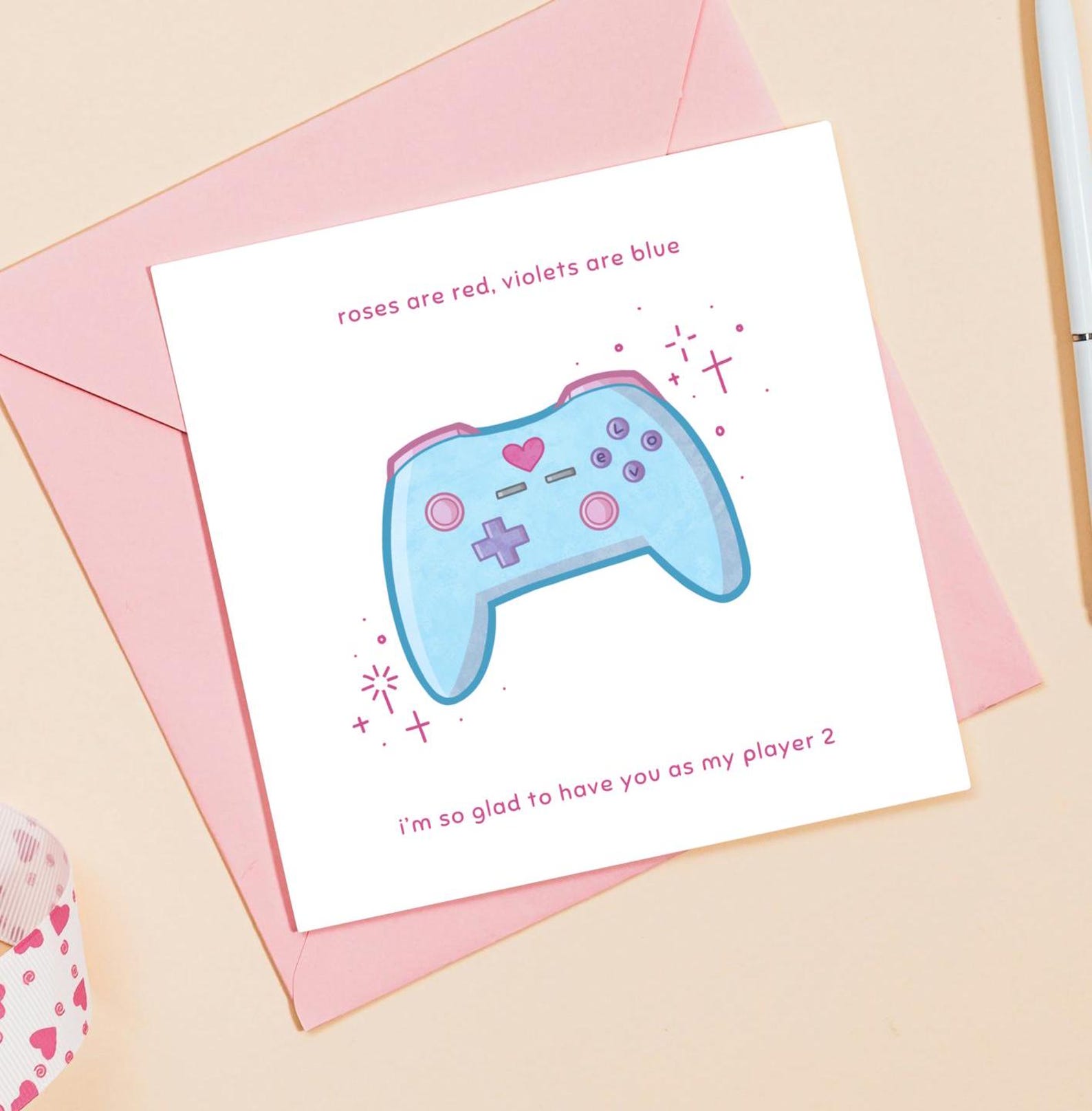 Player 2 Video Game Console Controller Poem Love Card | Anniversary ...
