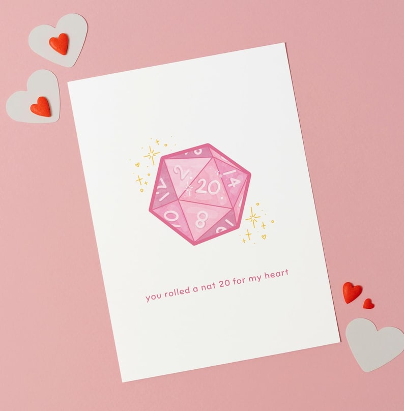 Dnd Love Card | D20 Dungeons and Dragons Nat 20 | Anniversary Birthday ...