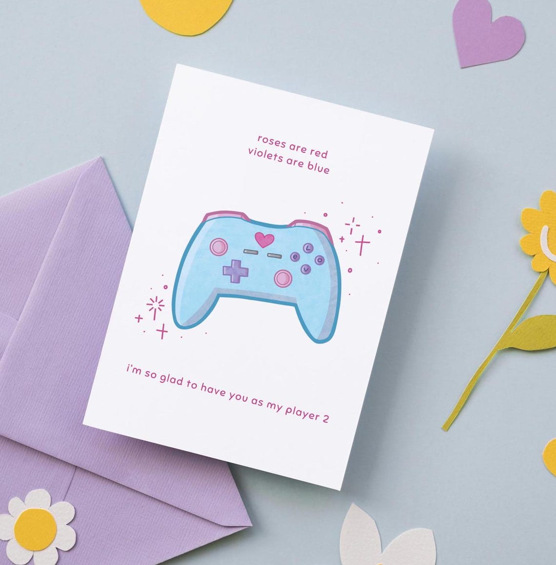 Player 2 Video Game Console Controller Poem Love Card | Anniversary ...