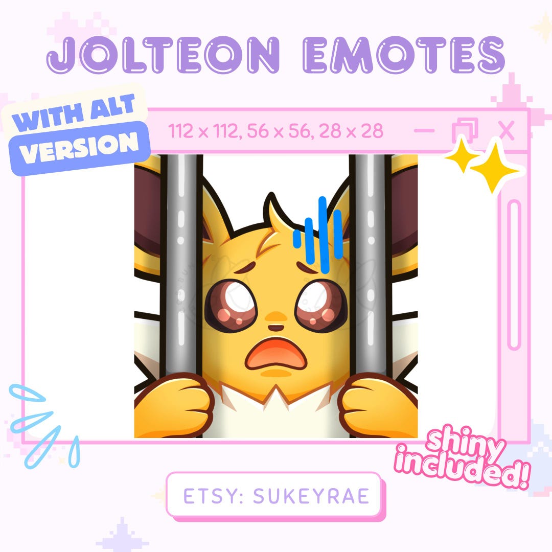 Jolteon Jail Emote X 4 | Pokemon Emotes Eeveelution Shiny | Twitch ...