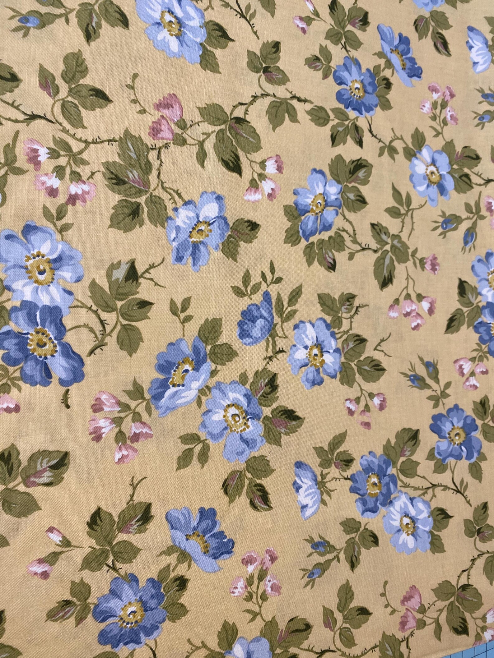 Blue Floral, Midnight Garden Floral Dijon, Cotton Quilting Fabric ...