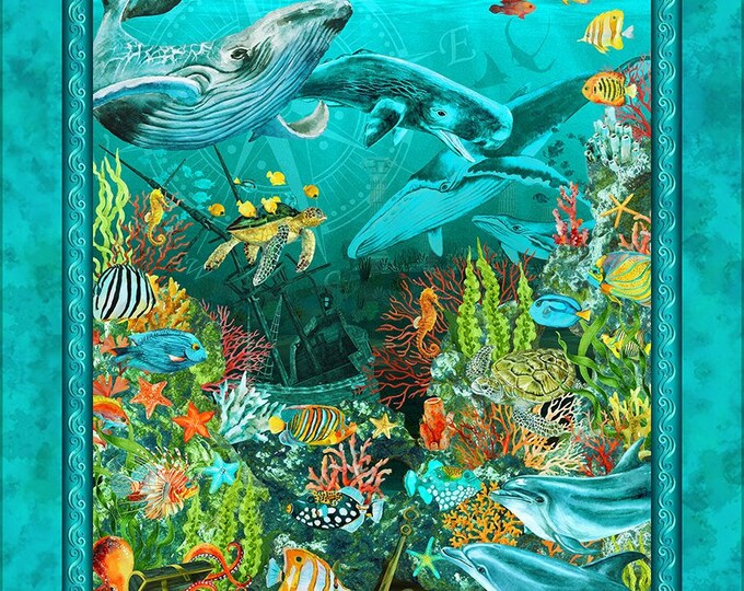 Sea Life Panel, Calypso Panel, in the Beginning Fabric, Cotton Quilting ...