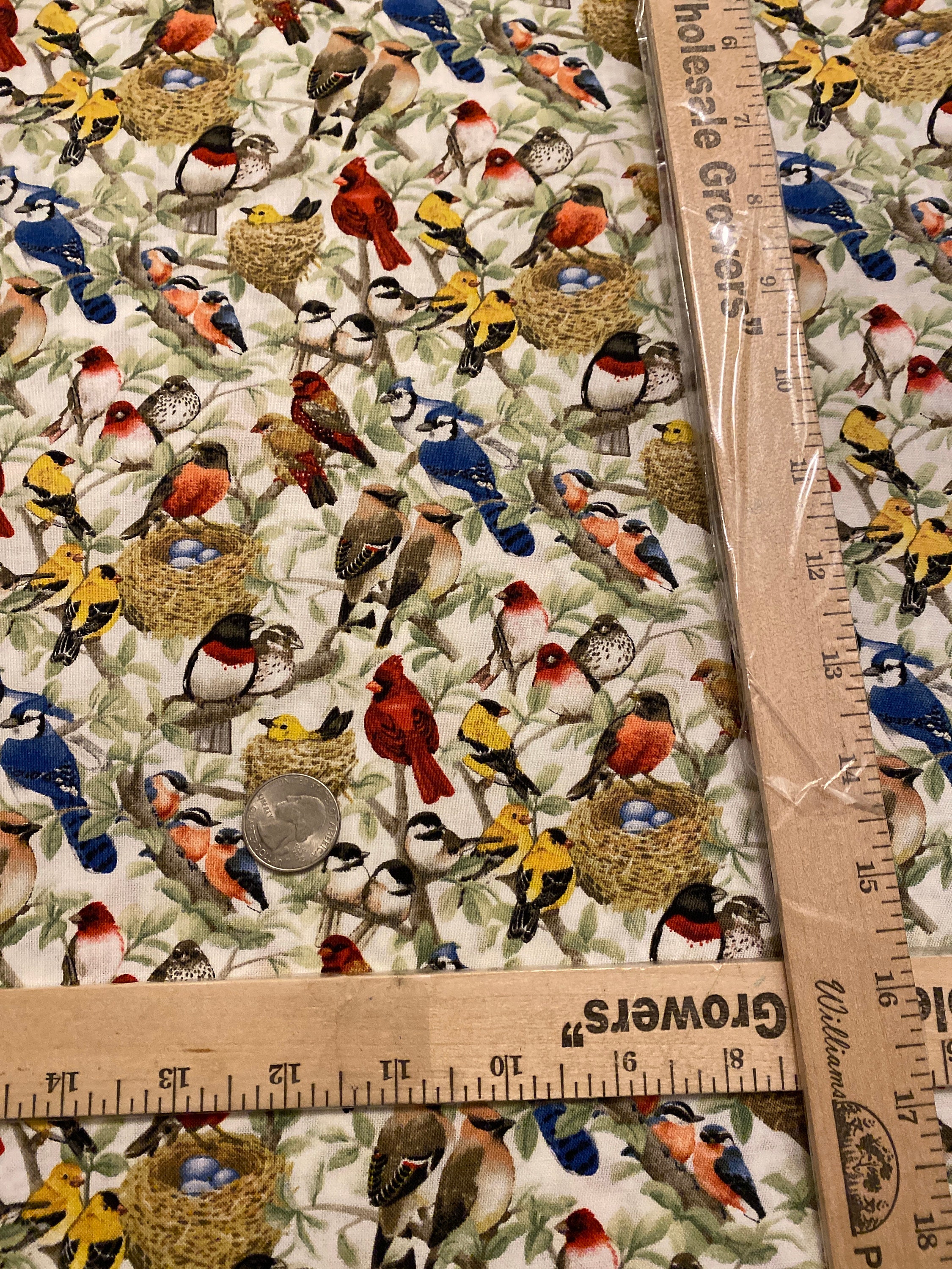 Bird Fabric, Beautiful Birds, Blue Red Birds, Trees and Birds ...