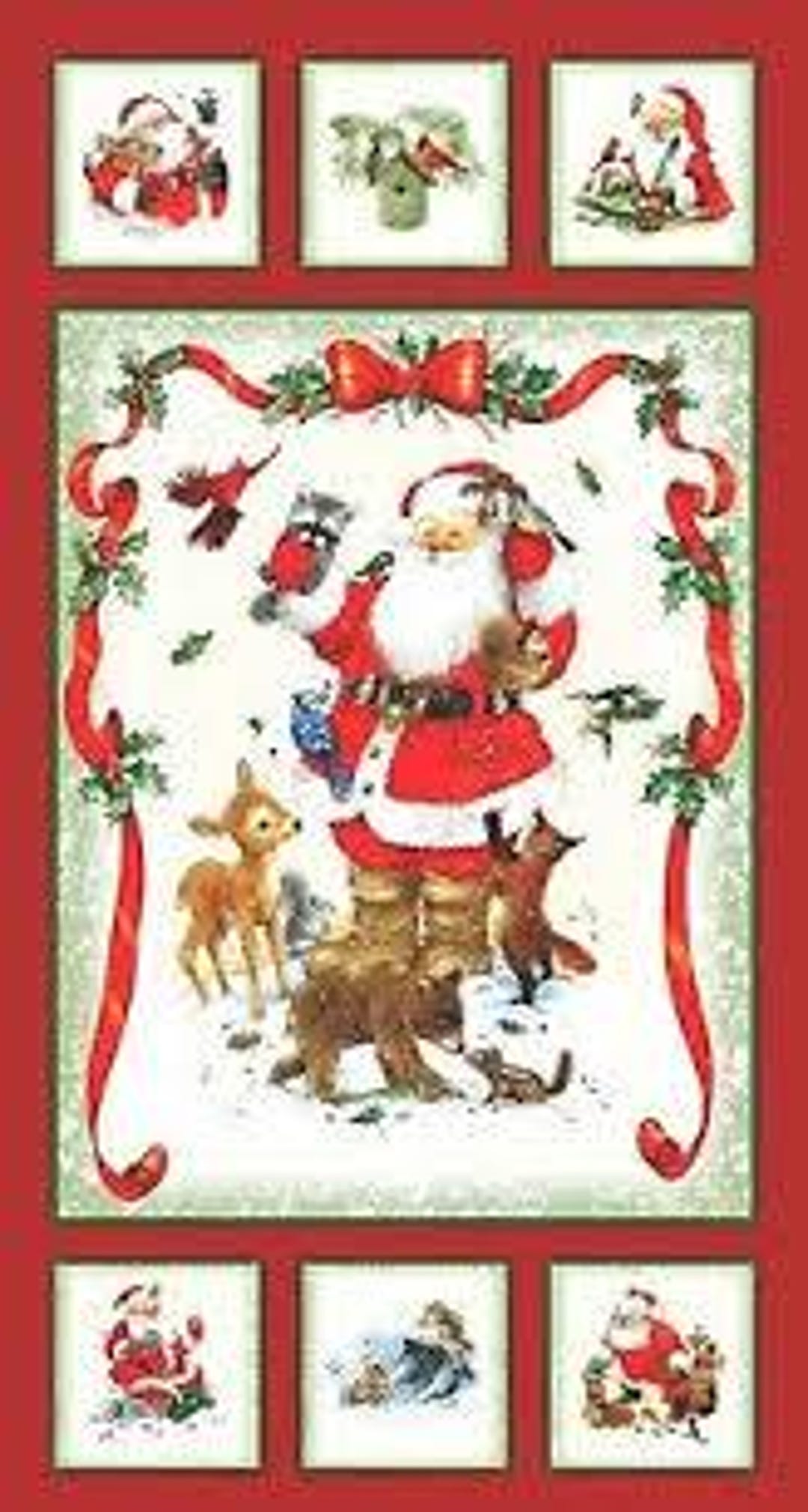 Christmas Panel, Christmas Fabric, Santa's Friends, Henry Glass, Robert ...