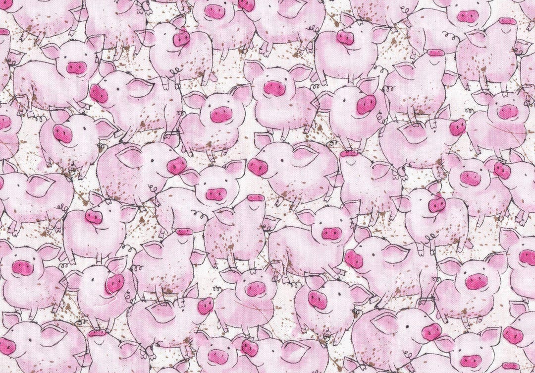 Pig Fabric, Animal Fabric, Baby Pig Fabric, Cotton Quilting Fabric ...