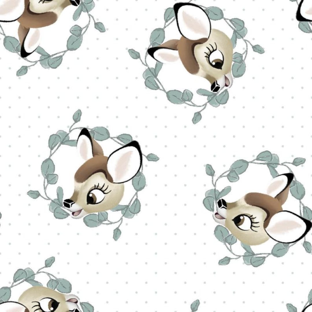 Bambi Fabric, Baby Deer Fabric, Bambi Badges Fabric, Cotton Fabric ...