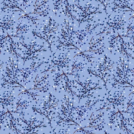 Blue Floral Stems Blue Floral Blue Foliage Dear Stella - Etsy